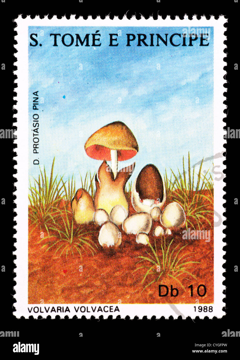Postage stamp from Saint Thomas and Prince depicting paddy straw ...