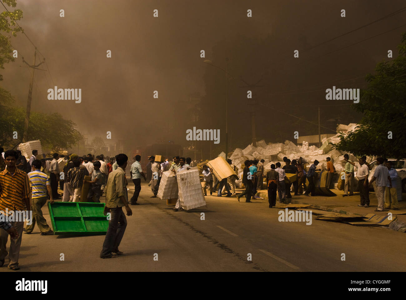 Transportation burning smoke destruction emergencies and disasters ...