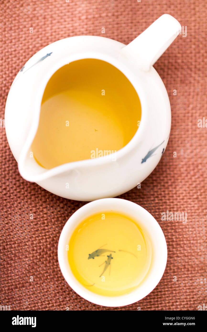 Pouring Tea Cup on Teapot Stock Photo - Alamy