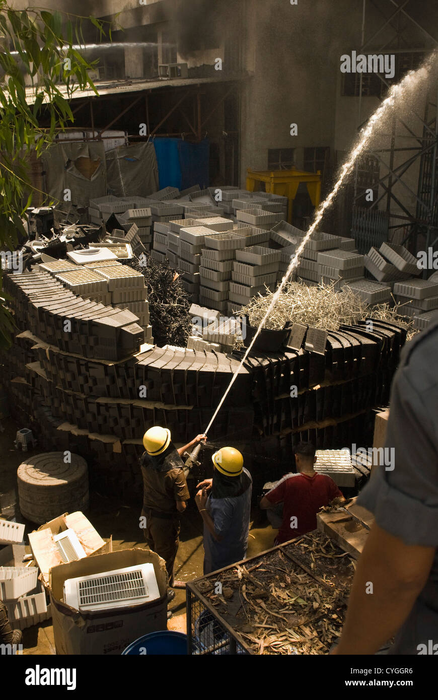 Firefighters during a rescue operation, Gurgaon, Haryana, India Stock ...