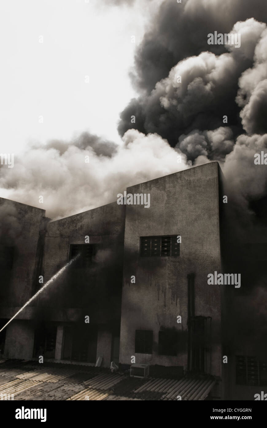 Burning building exterior destruction fire heat emergencies and ...