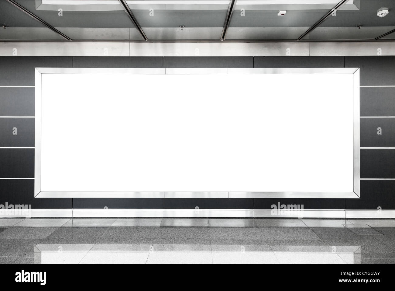Blank billboard in modern interior hall Stock Photo - Alamy