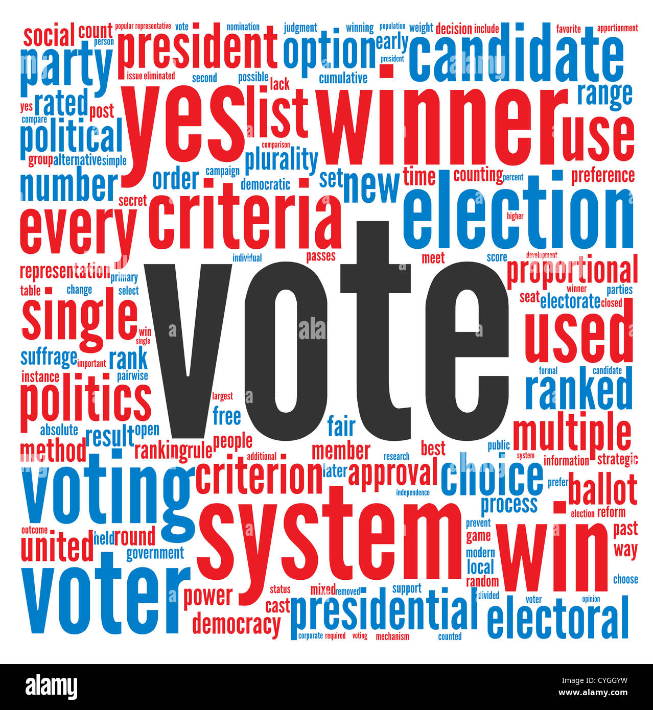 Vote in presidential elections concept in word tag cloud on white ...
