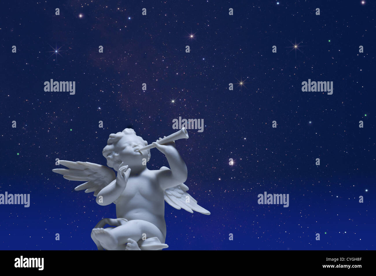 Angel statue and stars Stock Photo - Alamy