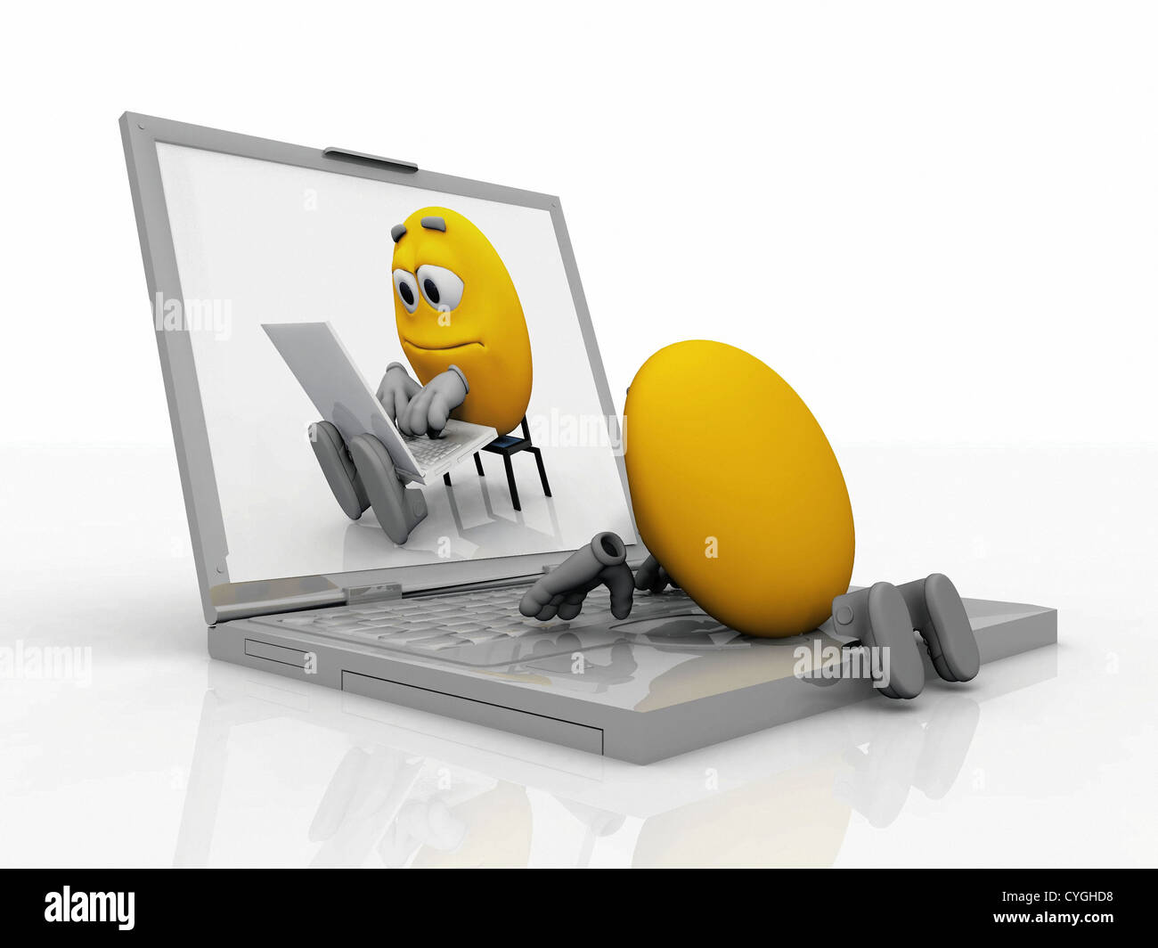 the smiley learns the Internet Stock Photo - Alamy