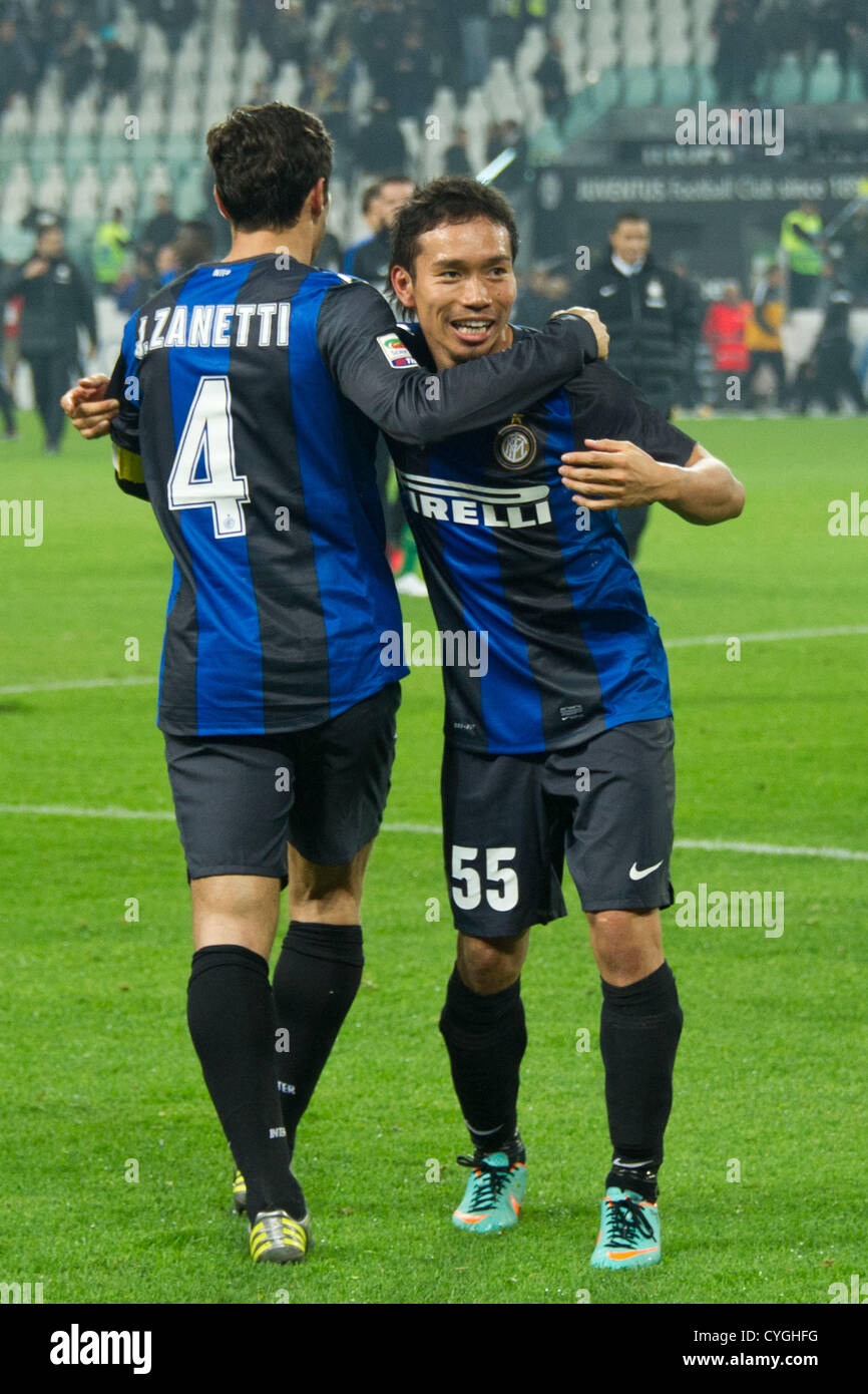 (L-R) Javier Zanetti, Yuto Nagatomo (Inter), NOVEMBER 3, 2012 ...