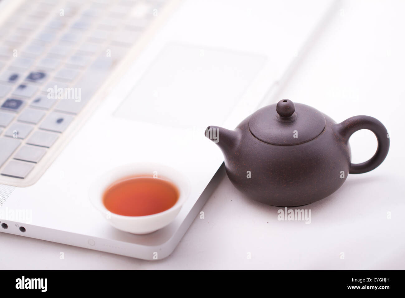 Chinese Tea and Computer Stock Photo - Alamy