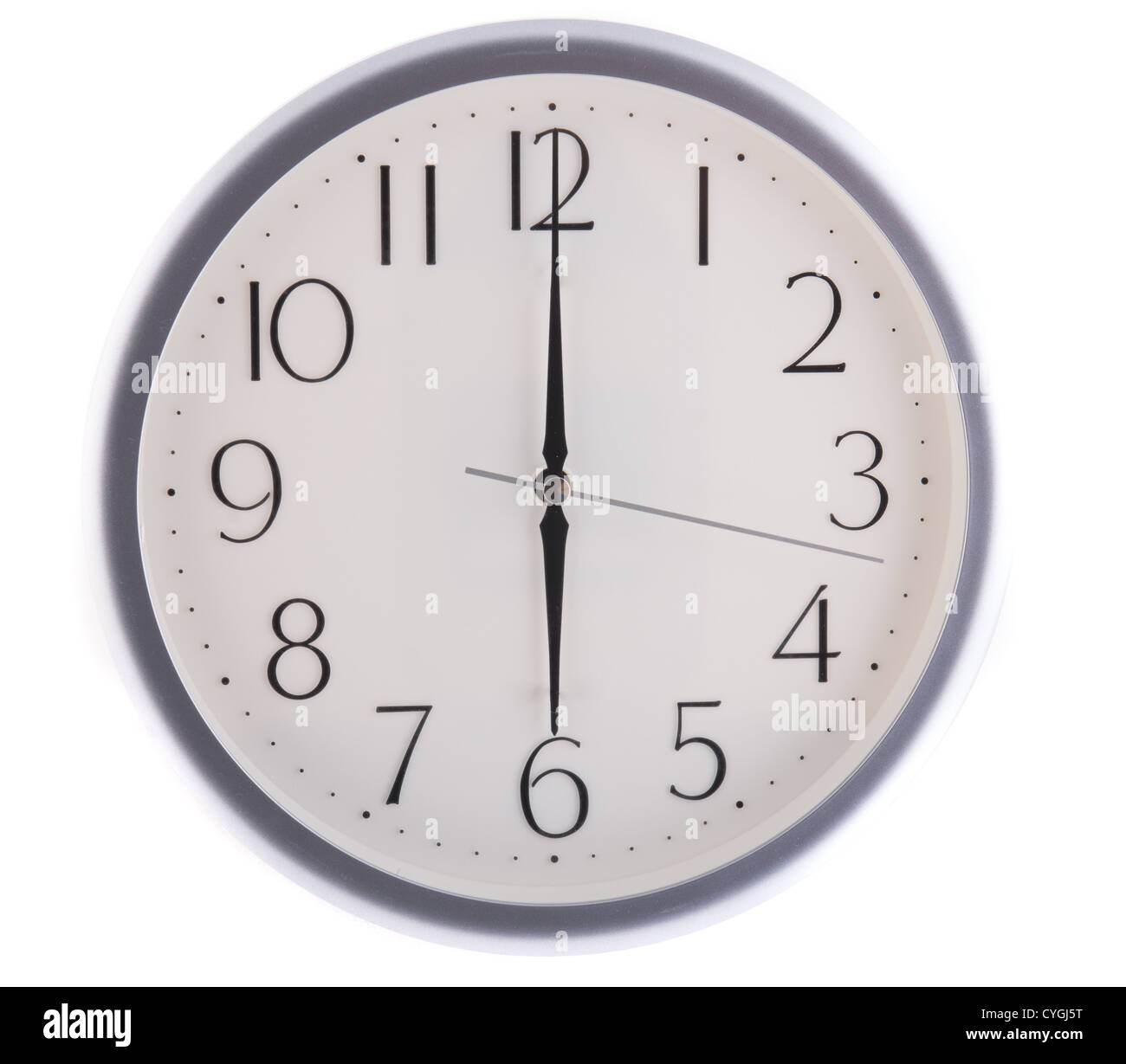 isolated white clock at six Stock Photo - Alamy