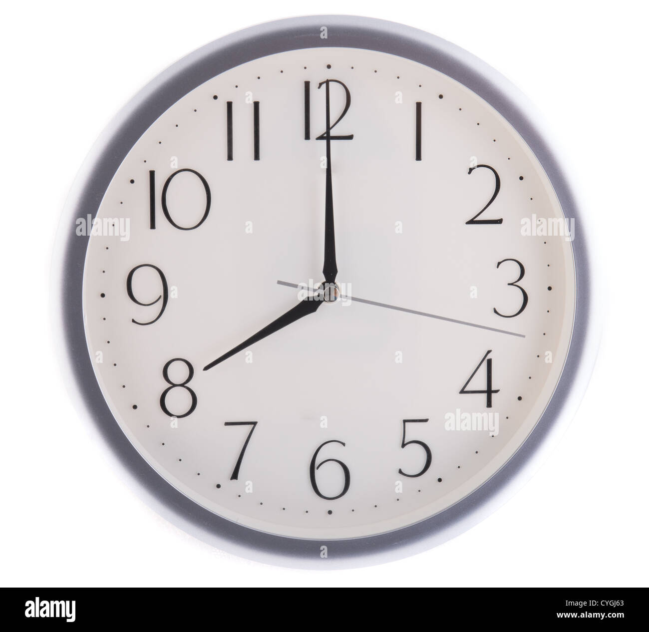 isolated white clock at eight Stock Photo - Alamy