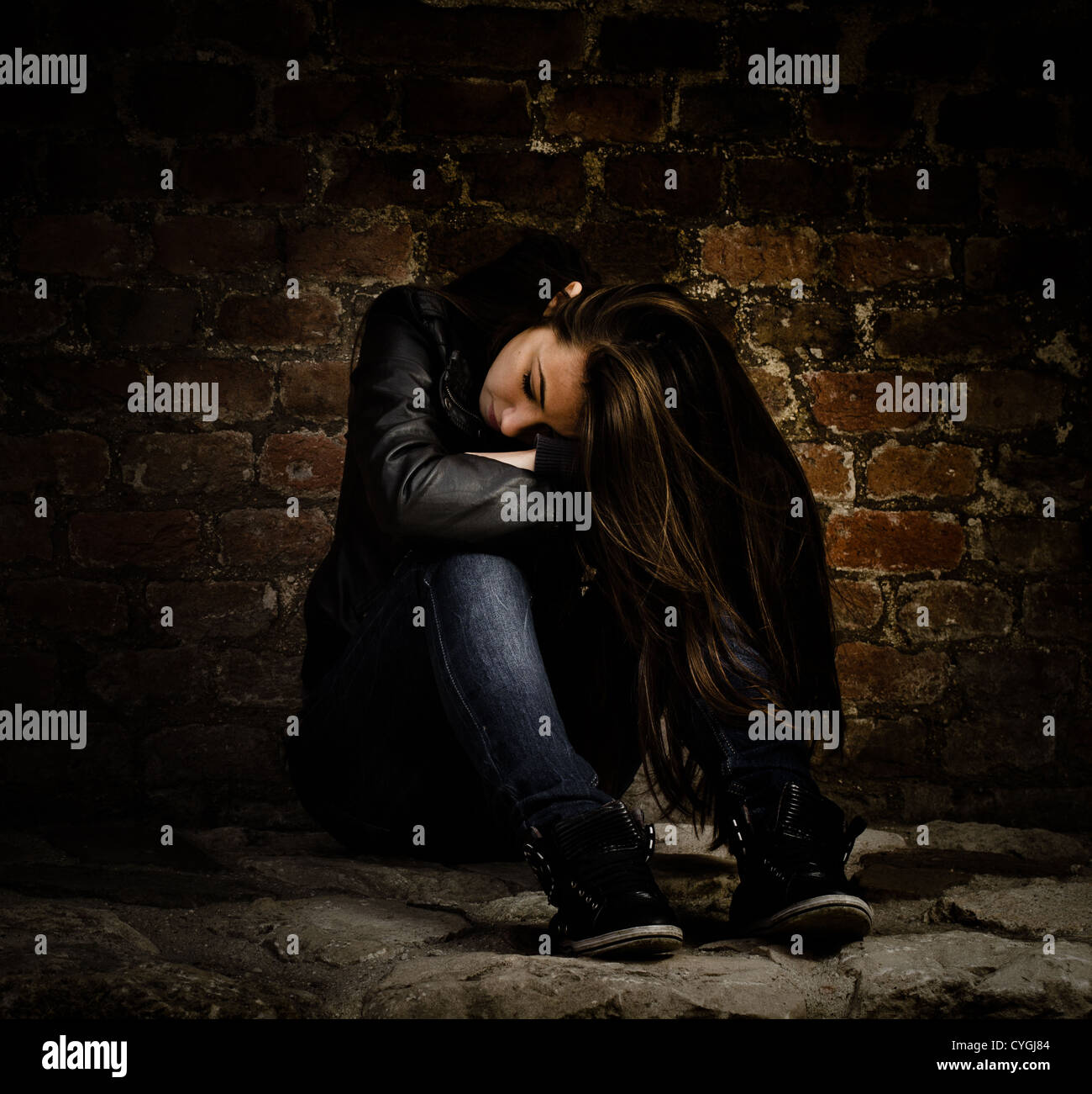 Depressed and lonely teenage girl, sad expression face Stock Photo - Alamy