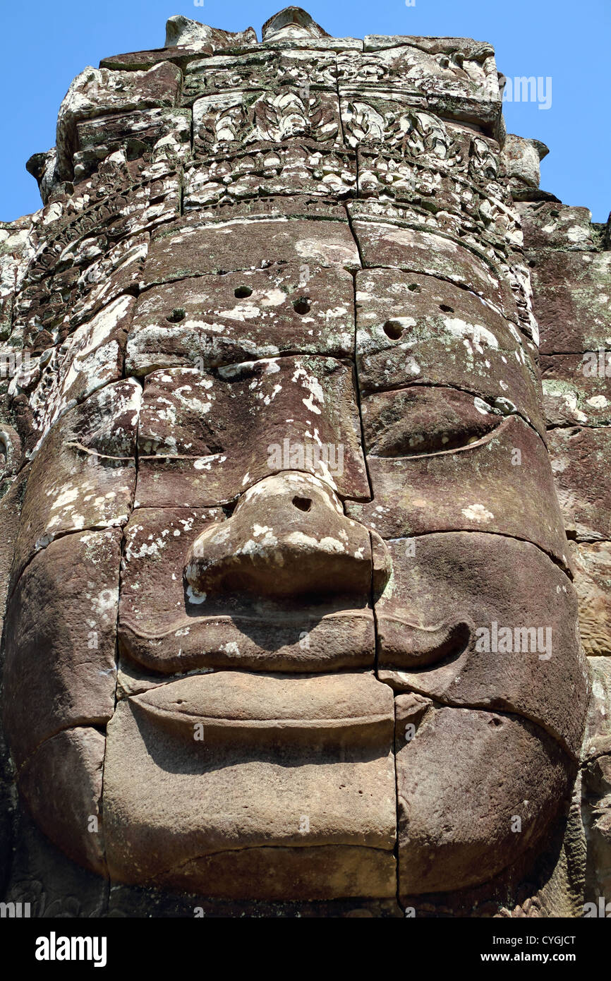 The Giant Stone Faces of Wat Bayon in the Angkor Temple Park, Cambodia ...