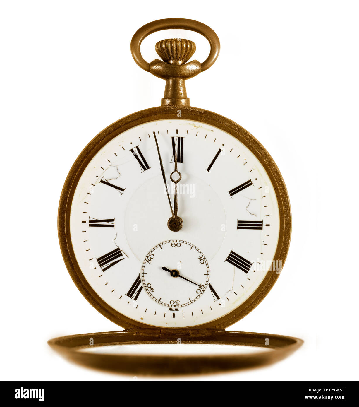 Ancient pocket watch on white background Stock Photo - Alamy