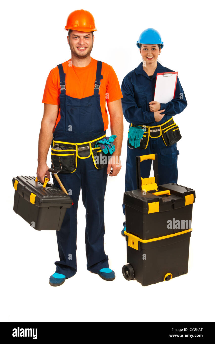 Two workers standing on Cut Out Stock Images & Pictures - Alamy
