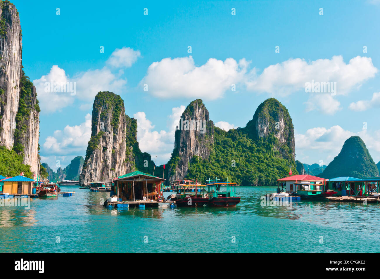 Floating village and rock islands Stock Photo - Alamy