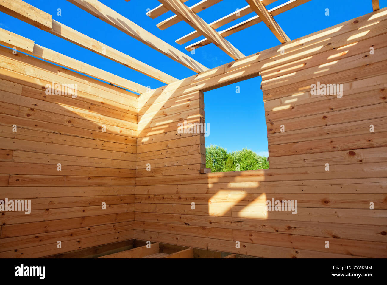 Construction of a new wooden house Stock Photo - Alamy
