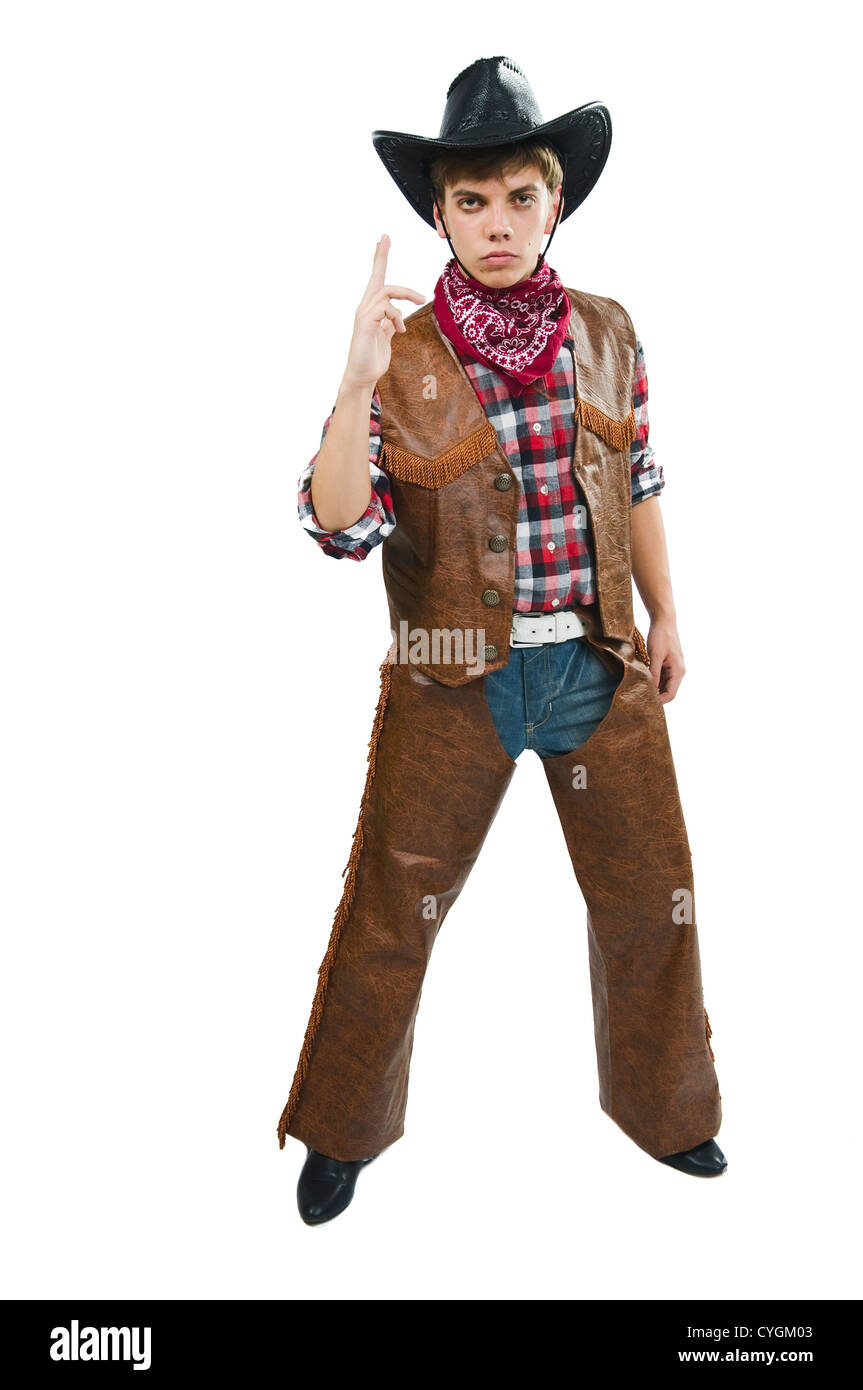Cowboy with finger gun posing male ready to shoot Stock Photo - Alamy