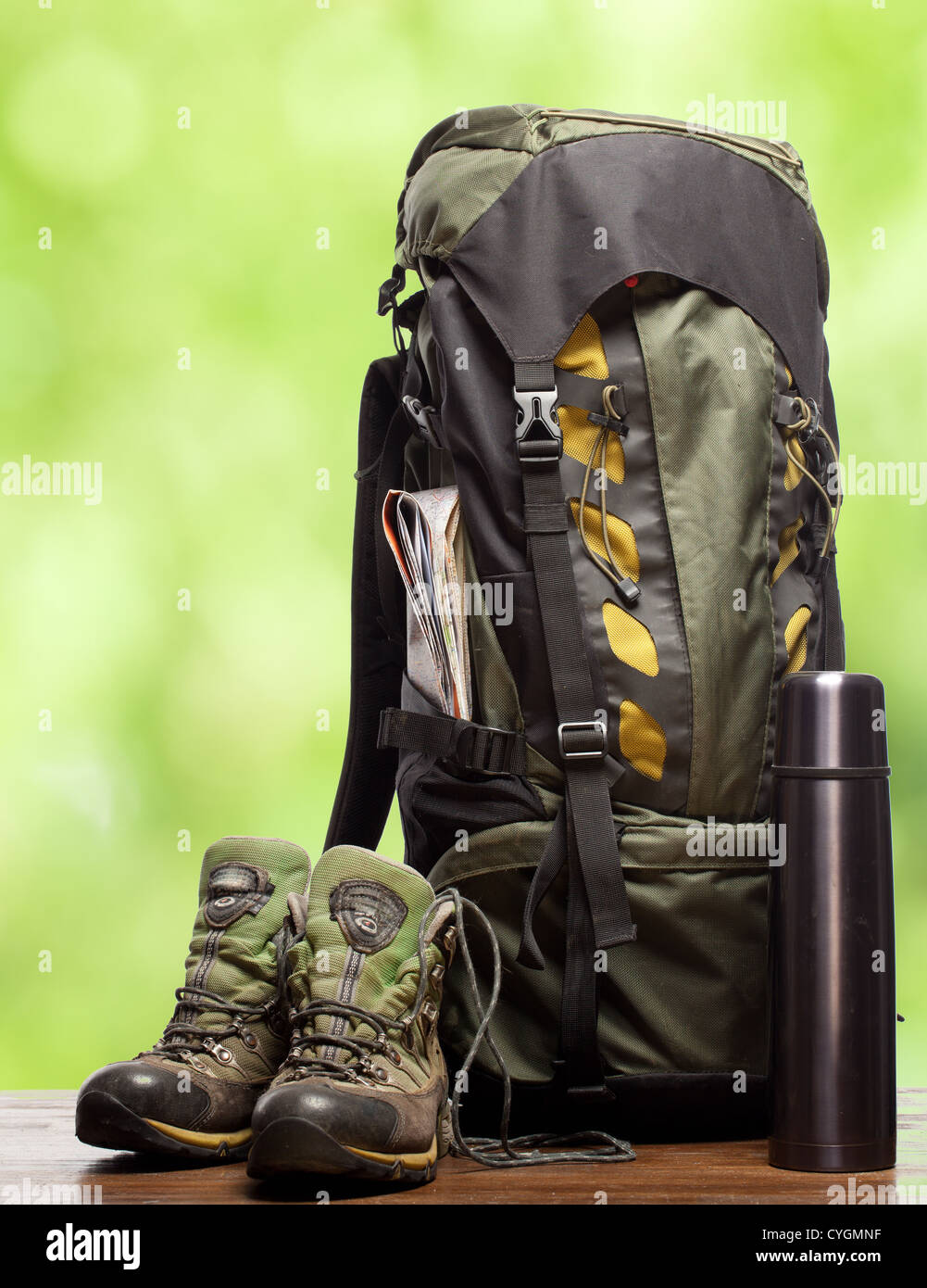 backpack and shoes backpackers Stock Photo - Alamy