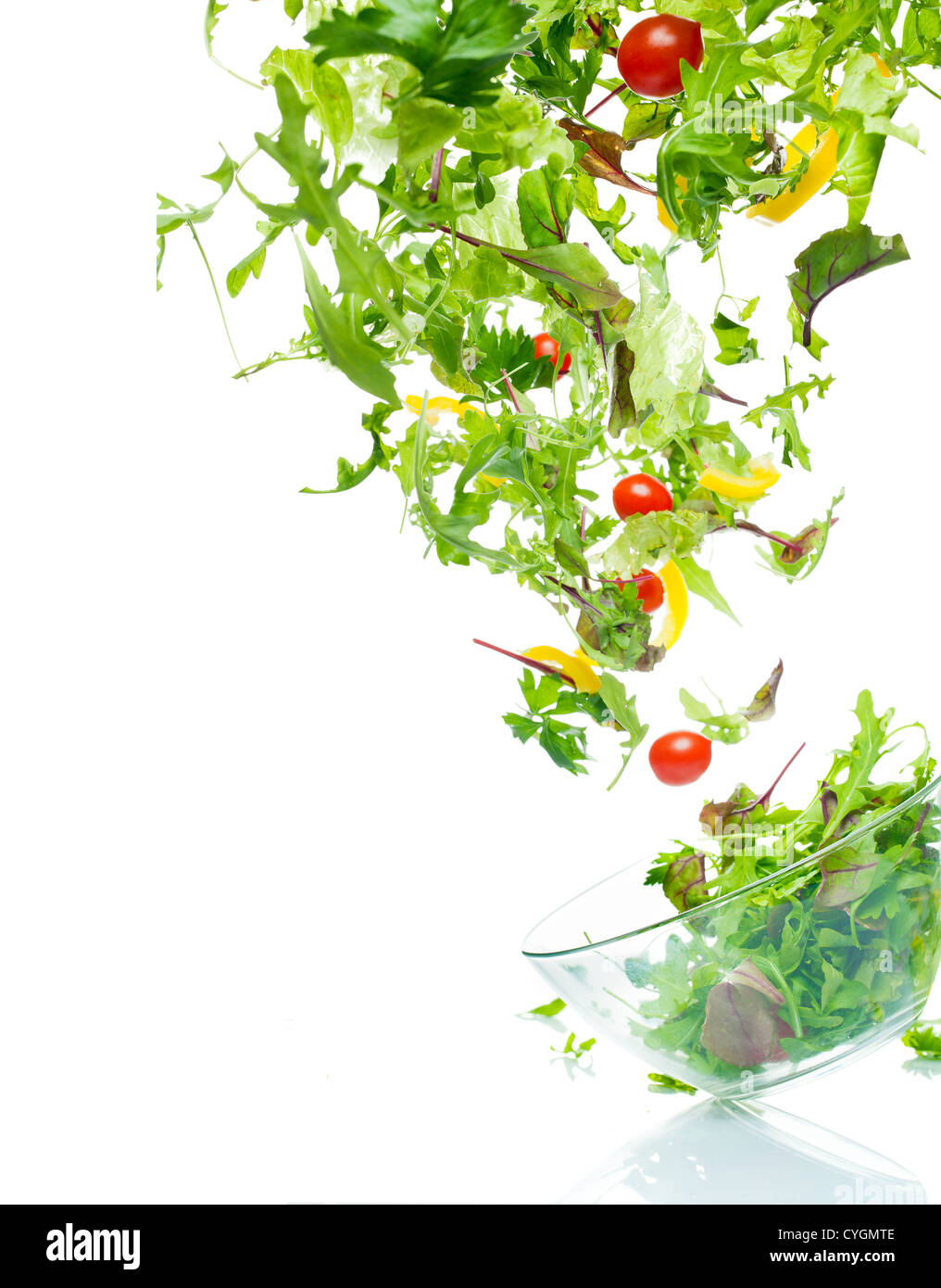 Flying salad. Isolated over white Stock Photo - Alamy