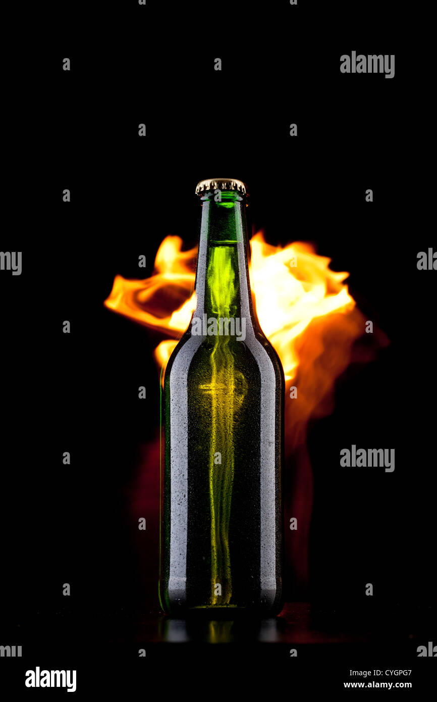 Beer with fire Stock Photo - Alamy
