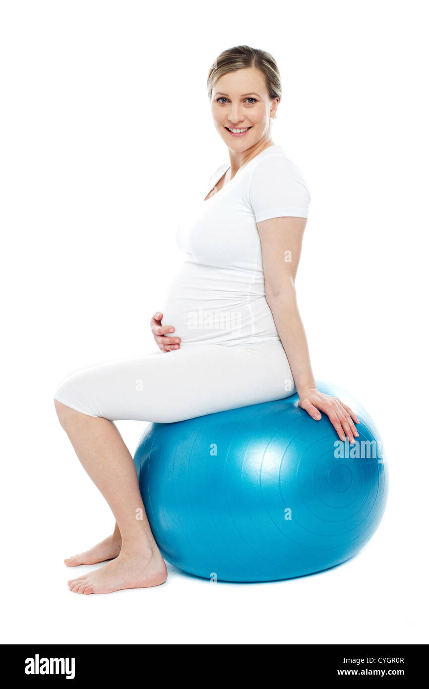 Smiling fit lady holding Cut Out Stock Images & Pictures - Alamy