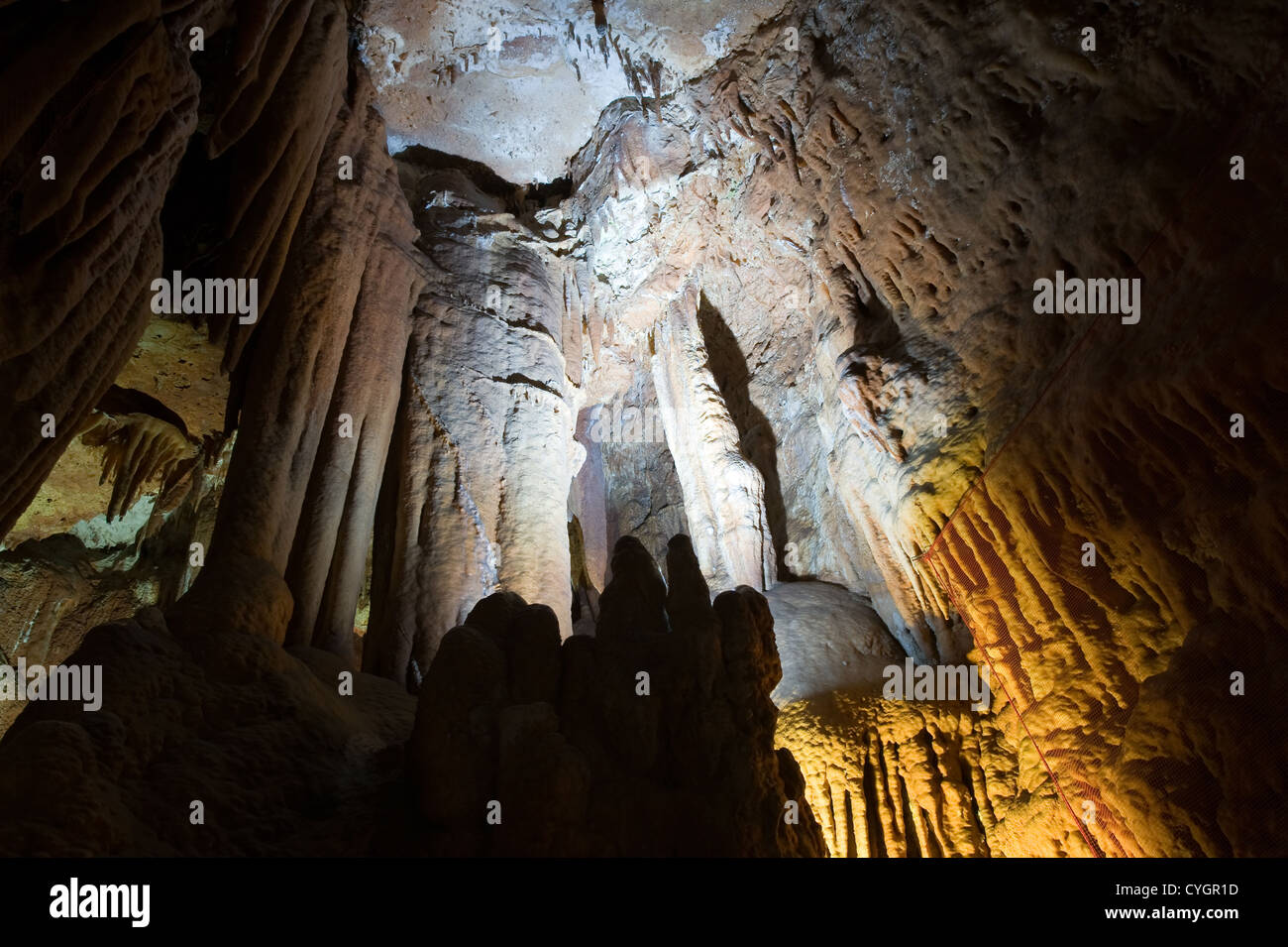 Stalagmites and stalactites inside the cave of Baradine near the city ...