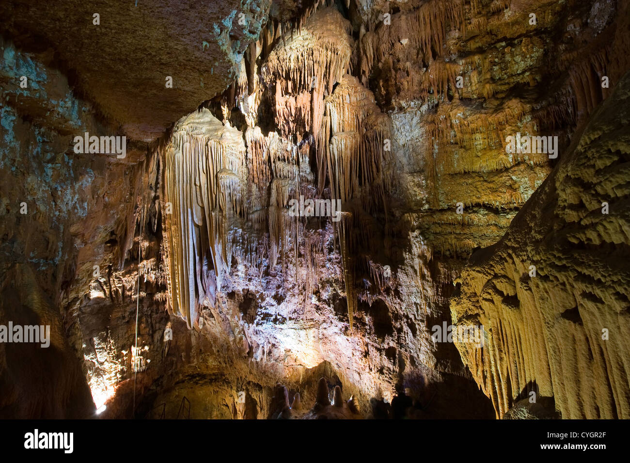 Stalagmites and stalactites inside the cave of Baradine near the city ...