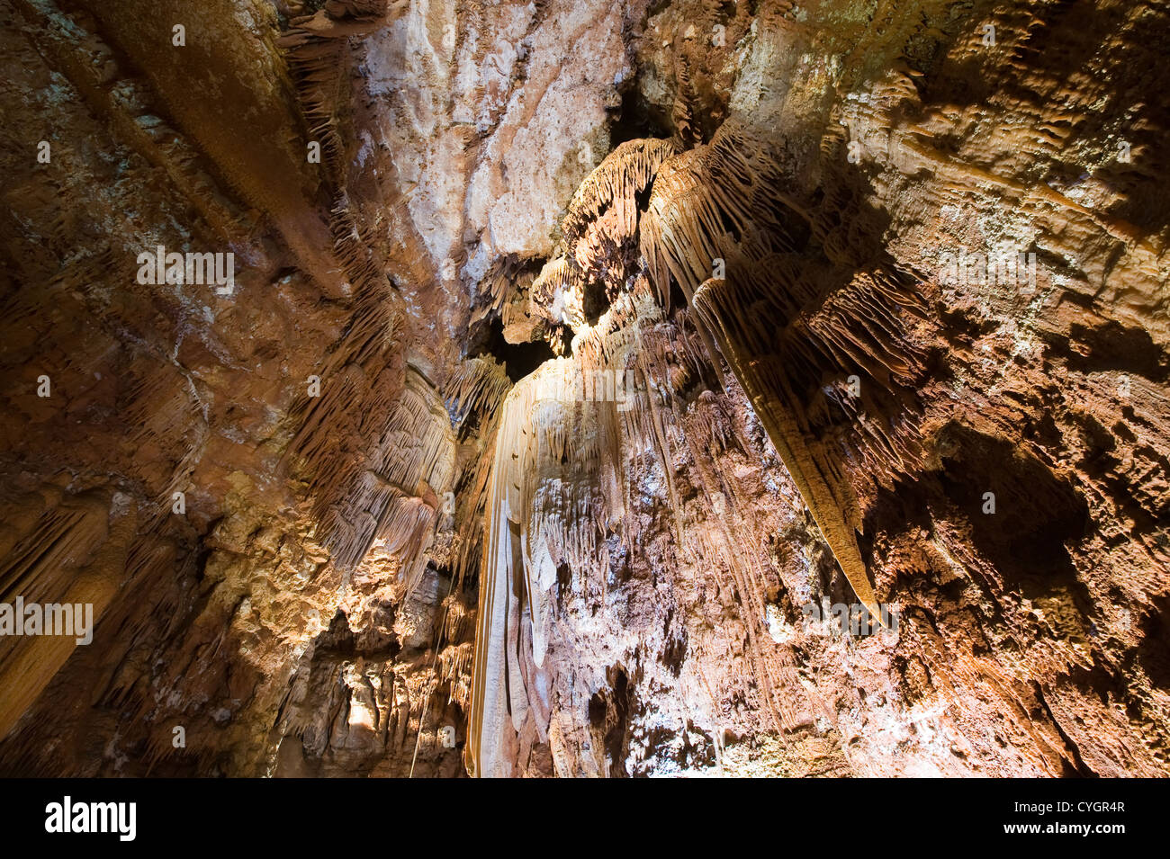 Stalagmites and stalactites inside the cave of Baradine near the city ...