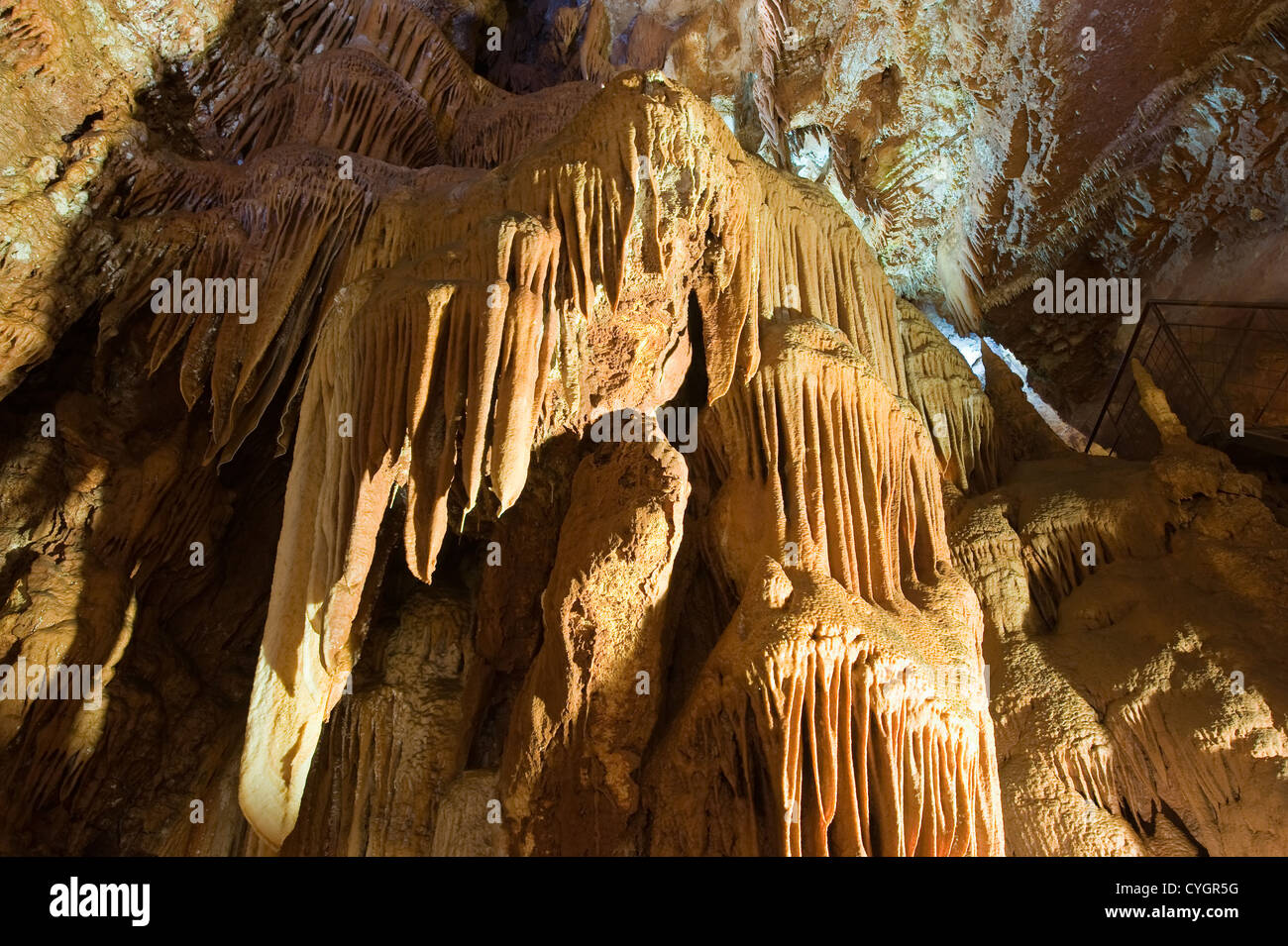 Stalagmites and stalactites inside the cave of Baradine near the city ...