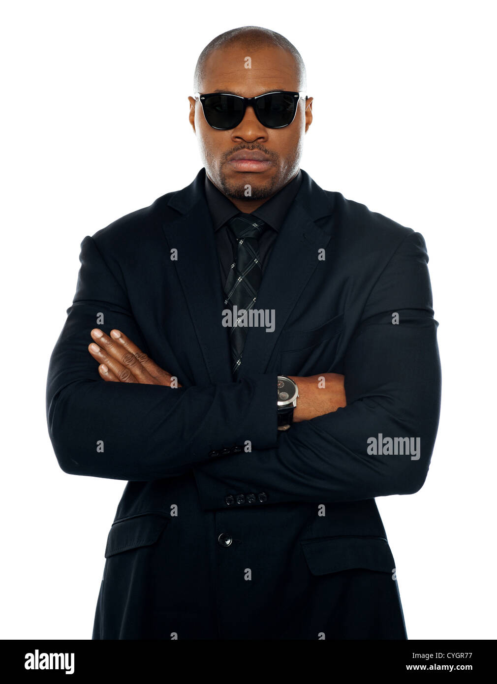 Serious african man in business suit. Posing with crossed arms Stock ...
