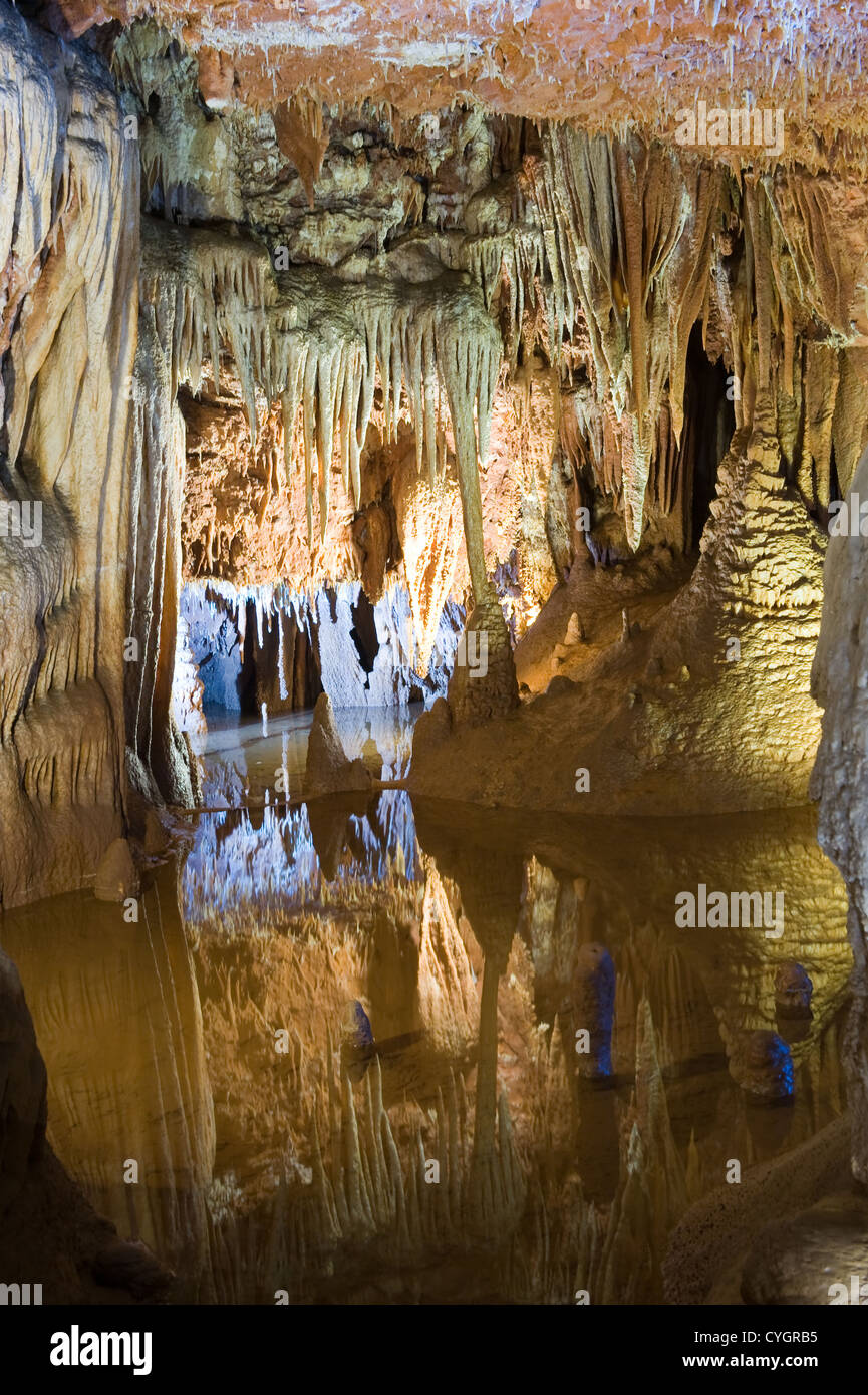 Stalagmites and stalactites inside the cave of Baradine near the city ...