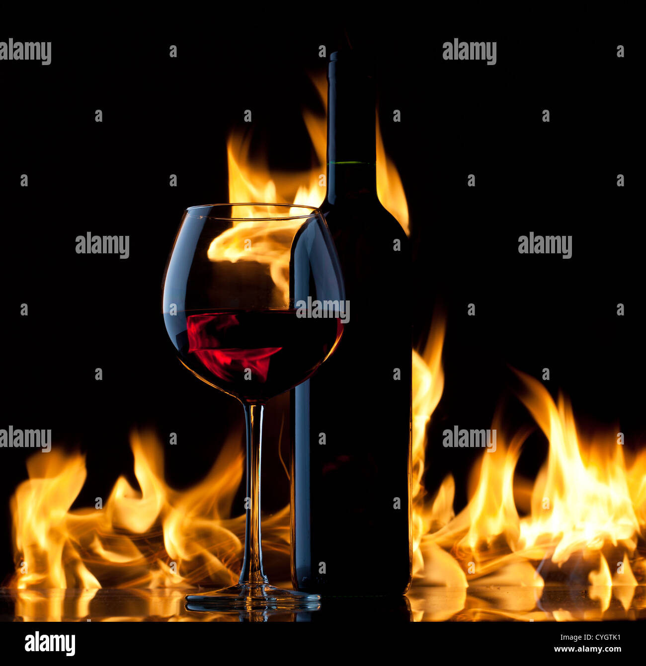 Red wine. Concept with fire Stock Photo - Alamy