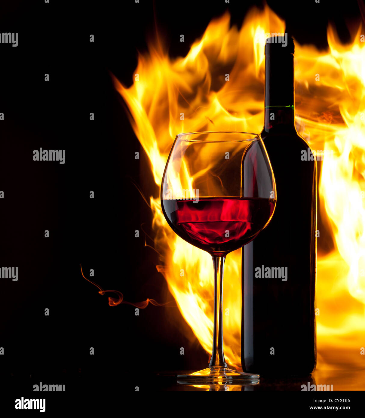 Red wine. Concept with fire Stock Photo - Alamy