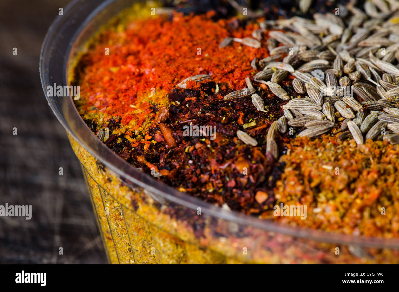 Close up Georgia spice mix on dark wooden table Stock Photo - Alamy