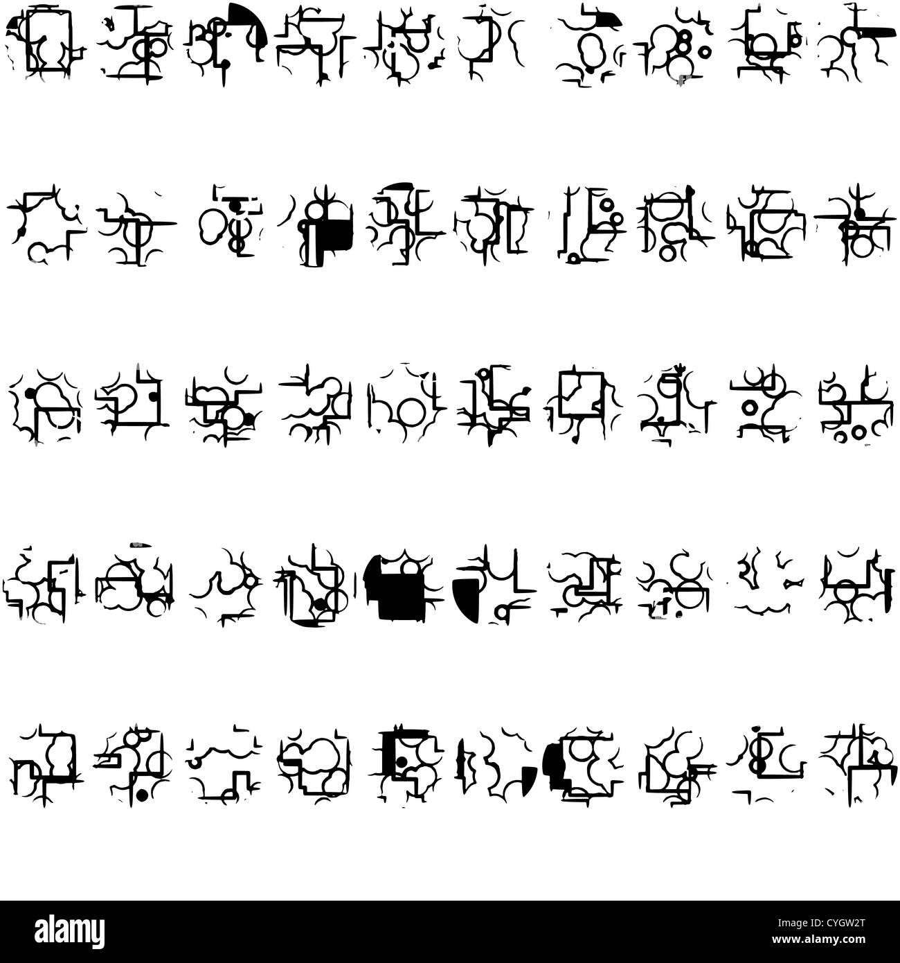 Complete high quality alien alphabet isolated on white Stock Photo - Alamy