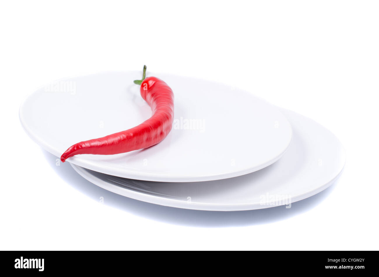 Red chili pepper on plate isolated close up Stock Photo - Alamy