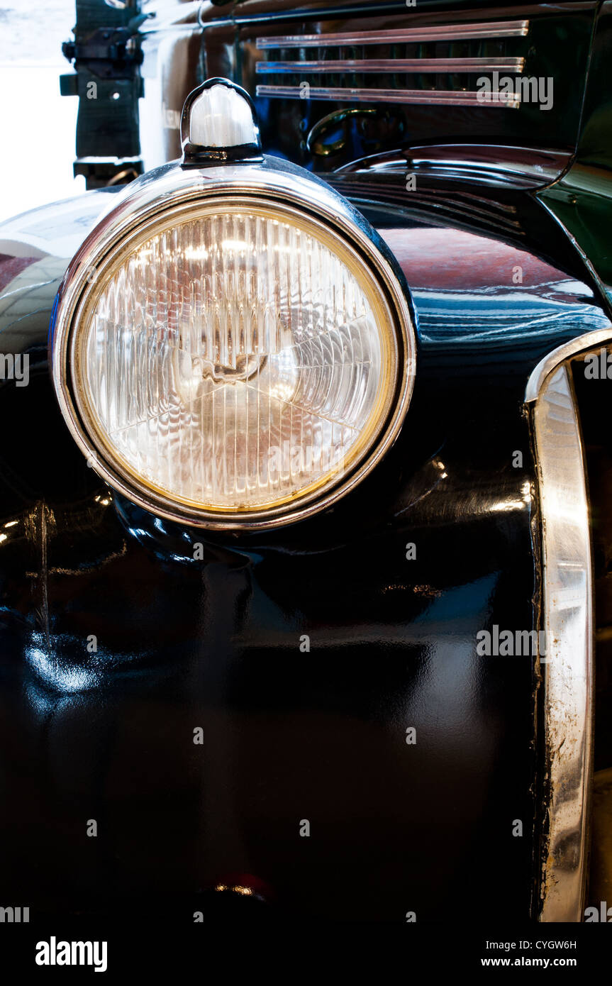 Close up front light of retro car Stock Photo - Alamy
