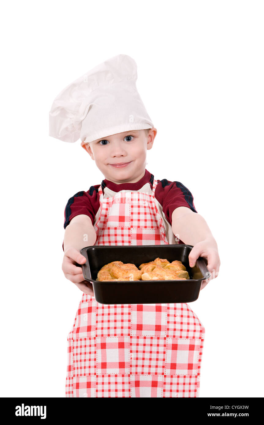 boy chef with baking isolated on white background Stock Photo - Alamy