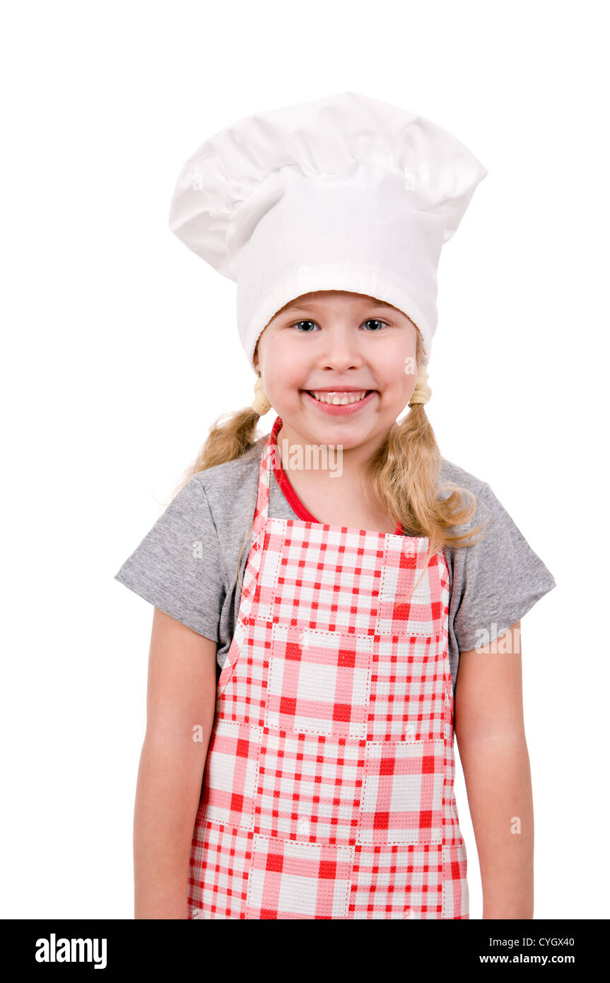 girl in chef's hat isolated on white background Stock Photo - Alamy