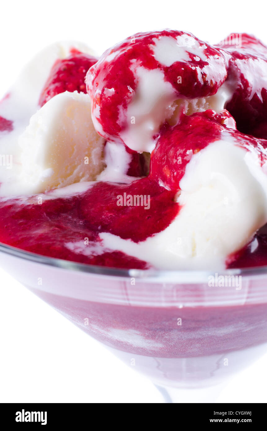Ice cream and jam in glass isolated close up Stock Photo - Alamy