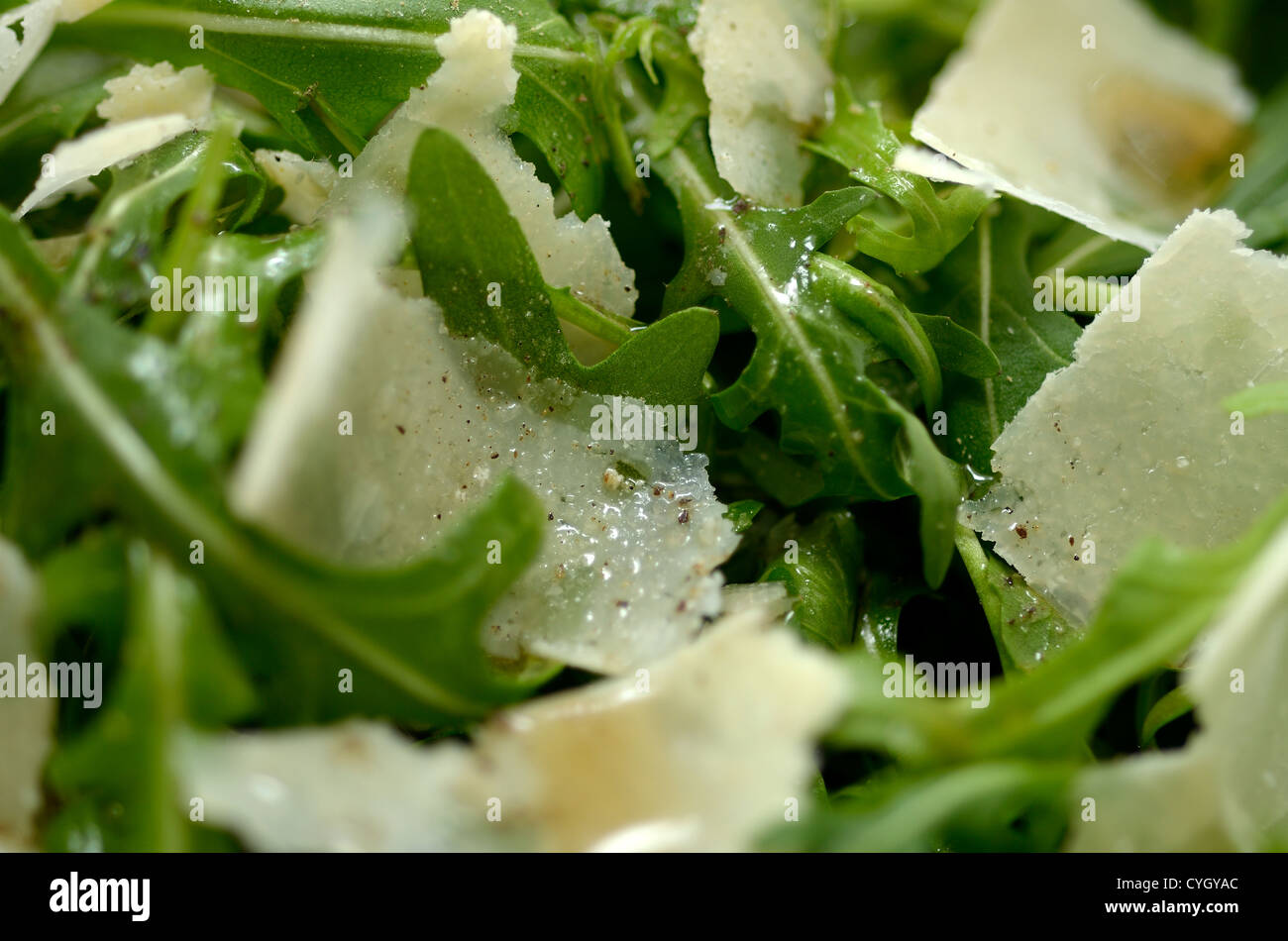 Parmesan Cheese on Rocket Stock Photo - Alamy