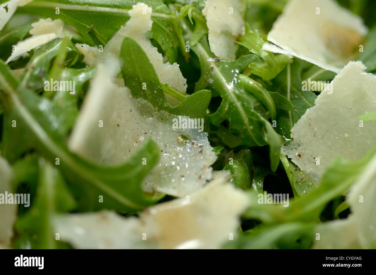 Parmesan Cheese on Rocket Stock Photo - Alamy