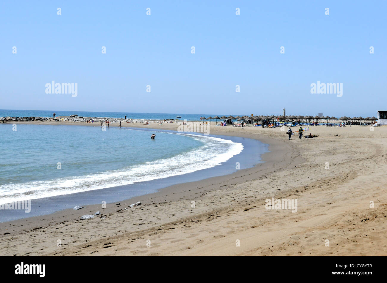Sandy beach with waves hi-res stock photography and images - Alamy