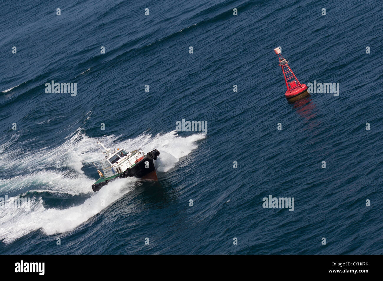 Pilot launch coming alongside passenger ship for entrance into Cadiz ...
