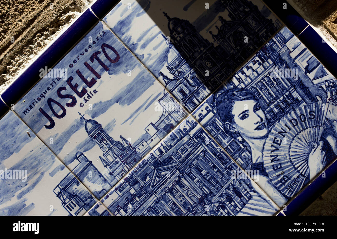 Bar sign at the Port of Cadiz Spain Stock Photo - Alamy