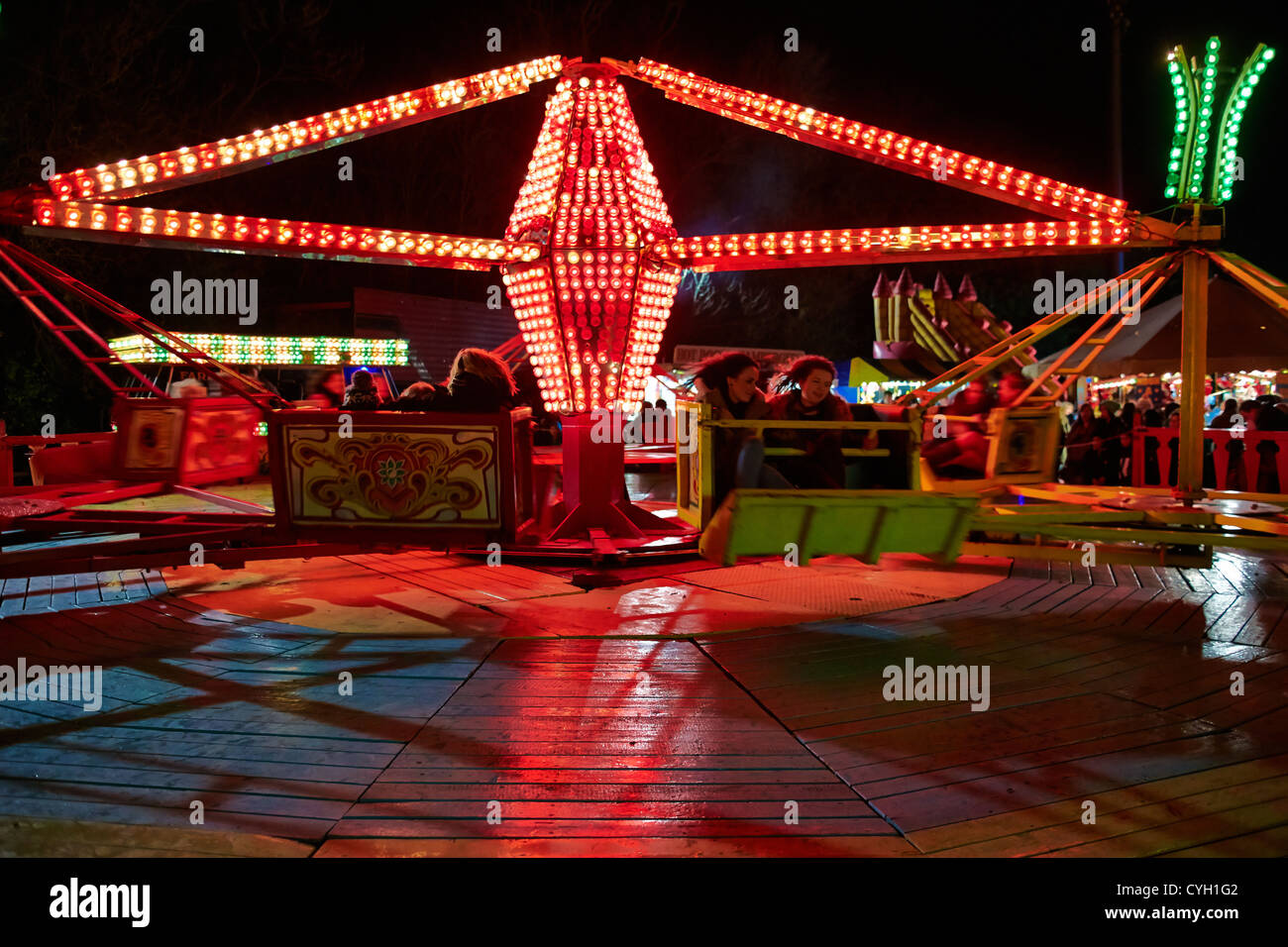 Funfair ride at night hi-res stock photography and images - Alamy