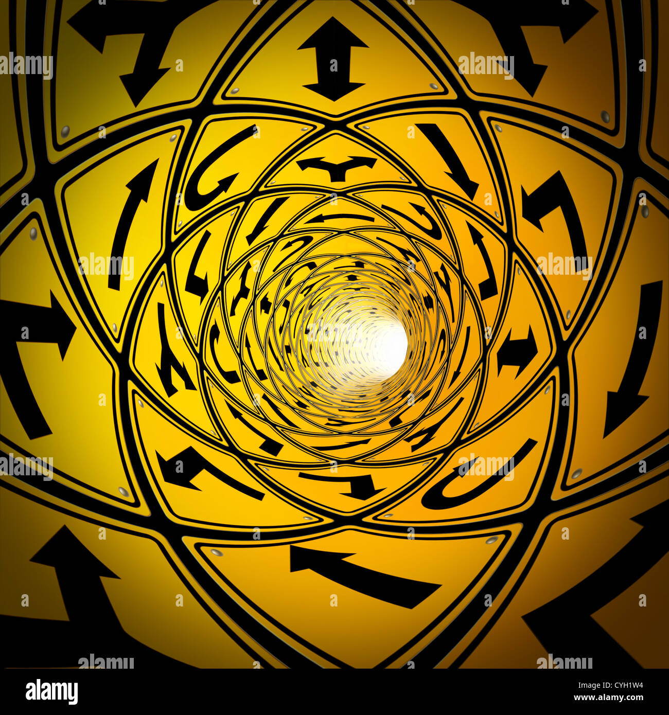Confused journey and lost in confusion with a tunnel made of multiple ...