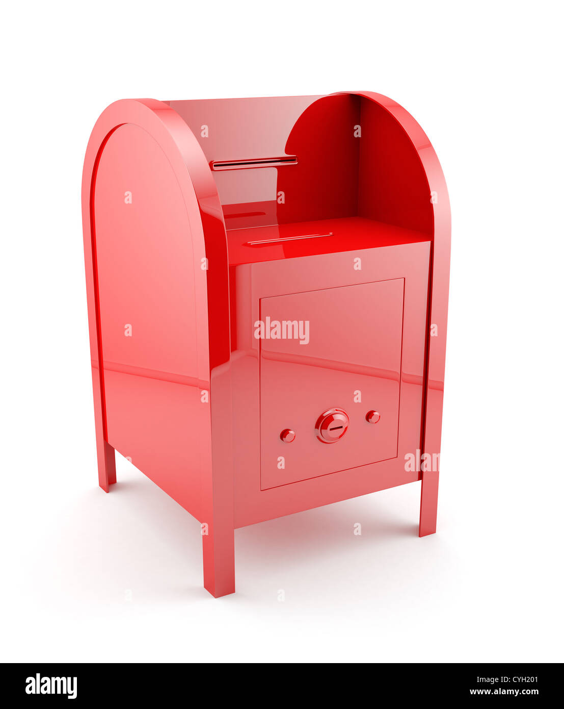 3d illustration of red mailbox. Isolated on white background Stock ...
