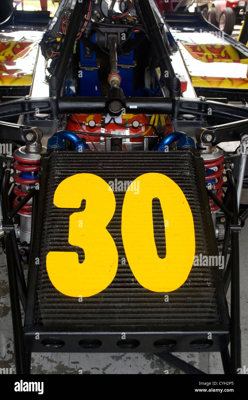 The number 30 printed onto the radiator of classic racing car Stock ...
