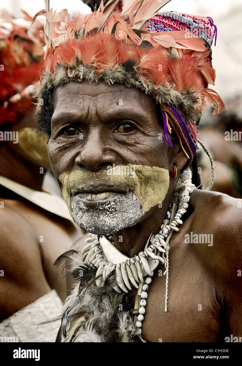 Chimbu Tribe Man During Sing Sing, Mount Hagen, Western Highlands ...