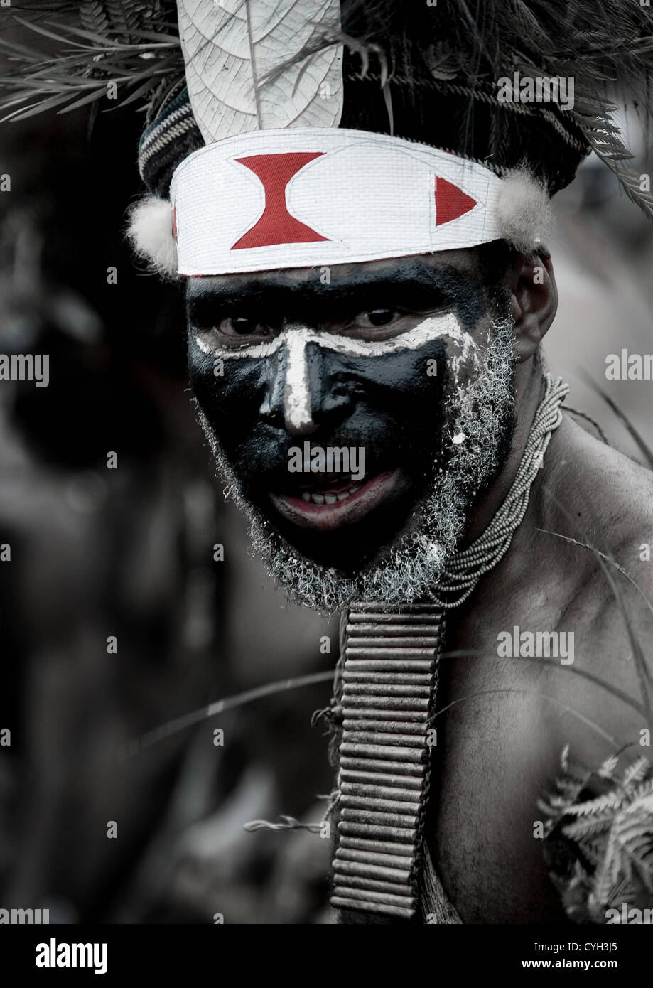 Highlander Warrior In Mount Hagen During Sing Sing Ceremony, Western ...